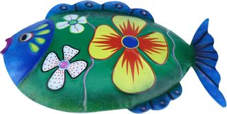 Valiclud Fisch Wanddekoration Grün Metall Wandbehang Tropischer Fisch Garten Deko Leicht und Wetterfest für Innen und Außen Wohnzimmer Wandkunst