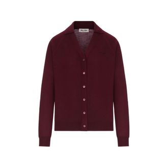 Miu Miu Logo-embroidered Wool Cardigan