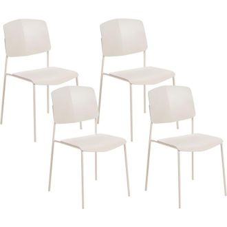 Beliani Lot 4 Chaises de Salle &agrave; Manger Design Moderne en Synth&eacute;tique Beige Astoria