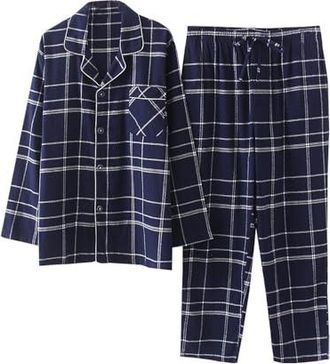 Generic Ensemble de pyjama pour homme en coton tiss&eacute; avec cordon de serrage avec haut et pantalon/bas 550 pour homme, a, XXL