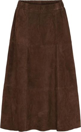 Notyz Notyz - Jupe midi en daim - Femme - Jupes - Brun - Taille: 40 FR