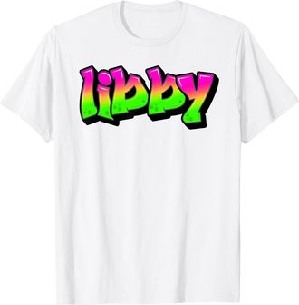 BDAZ Libby Graffiti Personalisierter Name Gr&uuml;n Rosa Frauen M&auml;dchen T-Shirt