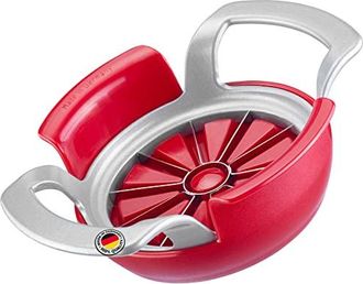 Westmark Apfel- und Birnenteiler mit Schneidteller, Schneider aus Aluminium/Rostfreier Edelstahl/Kunststoff, Divisorex-Spezial, Silber/Rot, 51112260