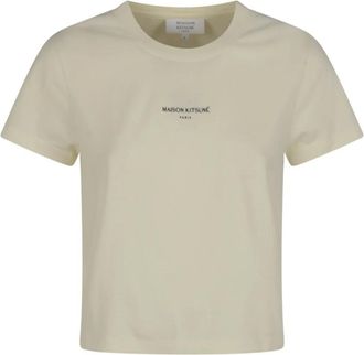 Maison Kitsun&eacute; Femme, Tops, Beige, Taille: 40 FR Paris Baby Tee-Shirt