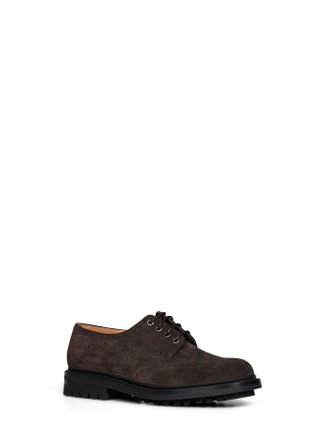 Churchs Mens Derby Mc Pherson Suede Ebony Brown Calf Leather Lace-Up Shoes Flat