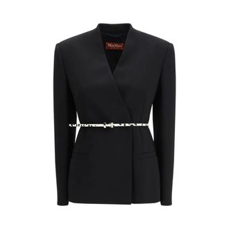Max Mara Veste Cady Crois&eacute;e - Femme - Vestes - Noir - Taille: 36 FR