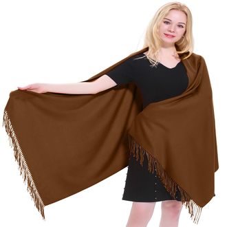 CJ Apparel Braun Dickes Einfarbiges Design Baumwollmischung Schal Schultert&uuml;cher Wrap Pashminas NEU