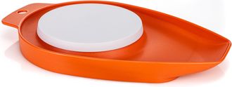 Tupperware Schneidebrett Mamsell mit Spachtel Tapferes Helferlein Orange (inkl. Kiwilöffel) kleines Brett Brettchen Obst Fleisch Gemüse schneiden