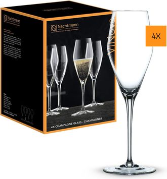 Nachtmann 4-teiliges Champagner Gläser Set, 280 ml, ViNova, 98075, Sektgläser aus Kristallglas, Champagnergläser spülmaschinenfest