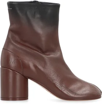 Maison Margiela Womens Leather Ankle Boots With Vintage Effect Brown Ovine