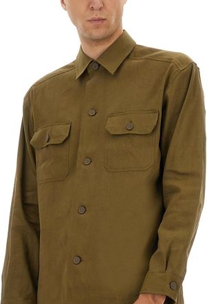 HUGO BOSS Stretch Linen-Viscose Blend Shirt - Brown