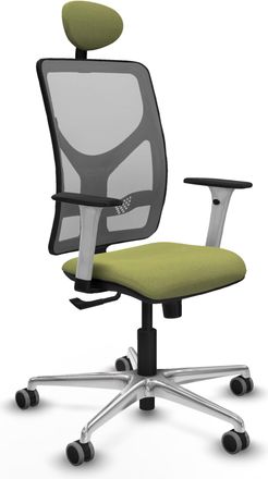 Piqueras y Crespo Schreibtischstuhl mit Rollen aus Gummi, mit wei&szlig;en und schwarzen Armlehnen, h&ouml;henverstellbare Lendenwirbelst&uuml;tze und festes Kopfteil, ausgestattet mit