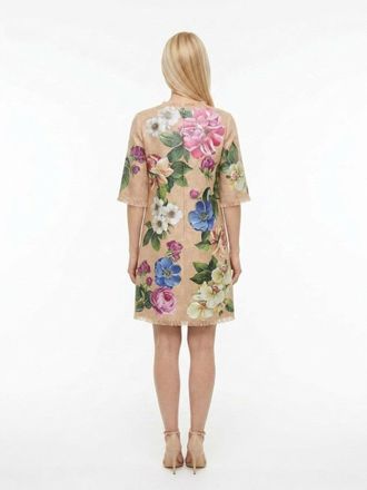 Dolce & Gabbana Floral-Print Cotton Dress - Beige