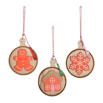 Generico Weihnachten, 3 Stück, Lebkuchenanhänger, Weihnachtsdekoration für den Weihnachtsbaum, für Fenster, Bücherregal, Wohnzimmer, Ferienhaus, Innenwand