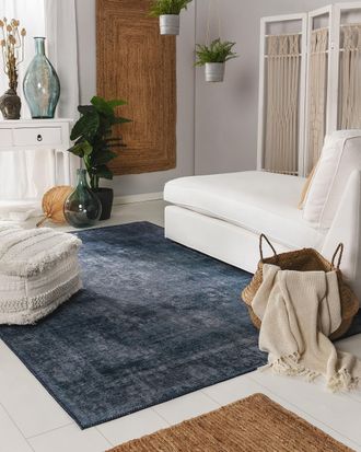 benuta Pop Teppich Laury - Blau 160x230 cm - Kunstfaser - Rechteckig & im Style: Vintage - Pflegeleicht für Wohnzimmer Schlafzimmer