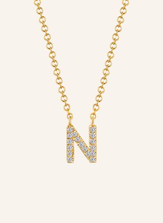 Leaf Initialien Halskette N Aus 14 Karat Gelbgold Mit Diamanten gold