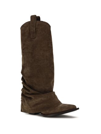R13 Womens Suede Cowboy Boots Brown