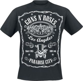 Guns n' Roses Étiquette Paradise City Homme T-Shirt Manches Courtes Noir 3XL