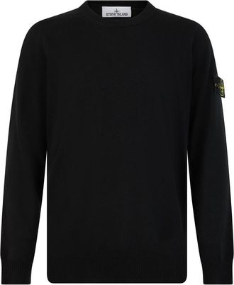 Stone Island Pull &agrave; col rond en laine pure RWS l&eacute;g&egrave;re - Homme - Pulls - Noir - Taille: 2XL