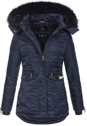 Navahoo Damen Winter Jacke Parka Teddyfell Winterjacke Kunstfell Mantel B615 [B615-Schatz-Navy-Gr.S]
