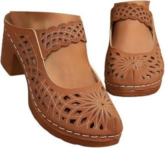 Generic Sandales &agrave; talon &eacute;pais &agrave; bout ferm&eacute; pour femme 2026, mules &agrave; enfiler &agrave; talons blocs respirantes et ajour&eacute;es avec soutien de la vo&ucirc;te plantaire, confor