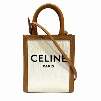 Celine Sac bandouli&egrave;re Mini Vertical Cabas en cuir et toile Pre-owned - Femme - Pre-owned - Beige - Taille: ONE Size