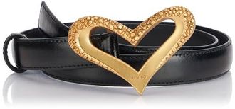 Pinko Love Heart H2 Belt Cuir Vintage Ceinture, Z99m_Noir Limousine-Chocolate Gold, L Femme