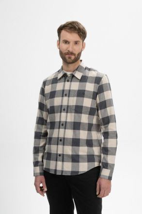Mela Herren vegan Flanellhemd Sahel Anthrazit Kariert