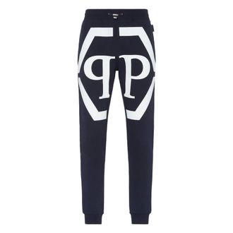 Philipp Plein Homme, Pantalons, Bleu, Taille: 3XL Jogging Pantalons Hexagon