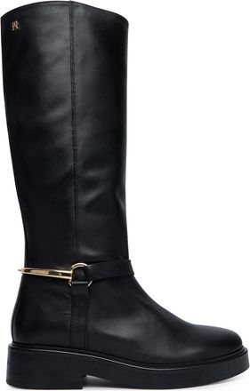 Tommy Hilfiger Klassische Stiefel Tommy Hilfiger Th Stud Leather Knee Riding Boot FW0FW09608 Schwarz