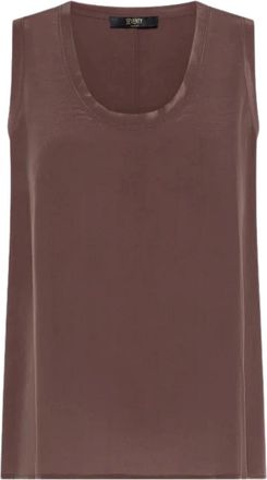Seventy Femme, Tops, Brun, Taille: 40 FR Sleeveless Silk-Blend Top