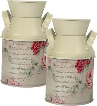 Garneck 2 Stücke Große Vintage Milchkanne Deko Aus Metall - Rustikale Blumenvase Für Garten Und Balkon - Landhaus Stil - Ideal Für Shabby Chic Tischdekoration