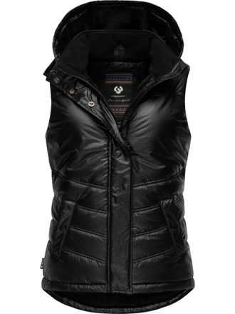 Ragwear Damen &auml;rmellose Shiny Outdoorweste warme wasserdichte Winterjacke mit Abnehmbarer Kapuze Hesty Bling YOUMODO Black Gr. M