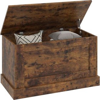 HOMCOM Coffre de rangement - HOMCOM - avec charni&egrave;re de s&eacute;curit&eacute; - pour salon, entr&eacute;e - 80 x 40 x 45 cm - brun rustique