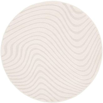 Sweeek Sweeek - Indoor Teppich geprägtes Wellenmuster cremefarben Ø160 cm