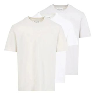 Maison Margiela Homme, Tops, Blanc, Taille: L T-shirt D&eacute;contract&eacute; en Coton de Diff&eacute;rentes Couleurs