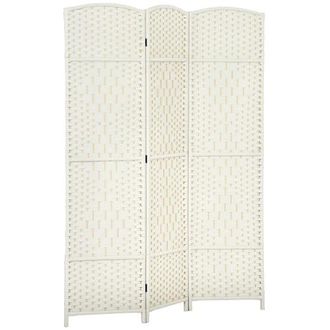 HOMCOM Paravent int&eacute;rieur en Bois, 3 Panneaux, 135 x 180 cm, s&eacute;parateur de pi&egrave;ce Pliable, pour Salon, Chambre &agrave; Coucher, Maison, Blanc