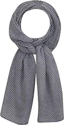 Les Poulettes BIJOUX - Echarpe 100% Laine Beige Vagues Bleu Navy