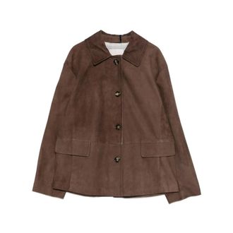 Max Mara Femme, Vestes, Brun, Taille: 36 FR Classic Collar Leather Jacket