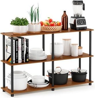 Furinno 3-Ebenen Mehrzweck-Regal, holz, Helle Kirsche/Schwarz, 29.46 x 119.89 x 74.93 cm