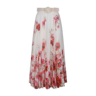 Zimmermann Lightburst Maxi Rock in Creme und Rot - - Skirts - Damen - Mehrfarbig - S