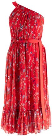 Alexis Pleated One-Shoulder Floral Dress Size XS