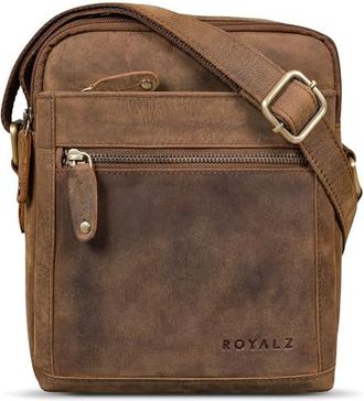 Royalz Franklin Sac à bandoulière en cuir véritable pour homme petit format - sacoche homme cuir avec de nombreux compartiments - Mini sac au look vintage mo