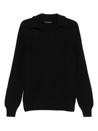 Tagliatore pull en laine à col polo - Noir