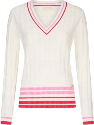 Liu Jo Femme, Pulls, Blanc, Taille: 42 FR Pull &agrave; col en V