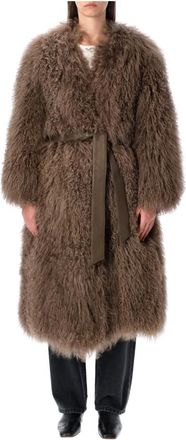 S.W.O.R.D 6.6.44 S.w.o.r.d 6.6.44, Femme, Vestes, Brun, Taille: 36 FR Manteau Long Luxueux en Shearling Mongol