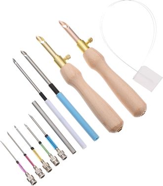 TOPBATHY Punch Needle Stickerei 10 St&uuml;ck Holzgriff Selbstgemacht Sticknadeln F&uuml;r Anf&auml;nger Bastelbedarf Kleidung Kissen Vorh&auml;nge