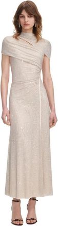 Self Portrait Femme, Robes, Beige, Taille: 34 FR Midi Dress With Crystals
