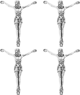 Valiclud 4 St&uuml;ck Teiliges Legierungs-kreuzanh&auml;nger Antiksilber Vintage Stil Solide Kreuz Schmuckanh&auml;nger Basteln f&uuml;r Herren Religi&ouml;se DIY Dekoration Katholisch