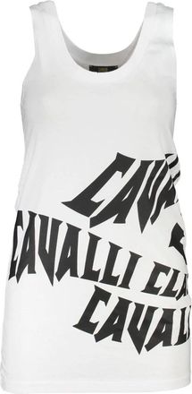 Cavalli Wei&szlig;e Baumwoll-Tanktop mit Druck - - Tops - Damen - Wei&szlig; - M